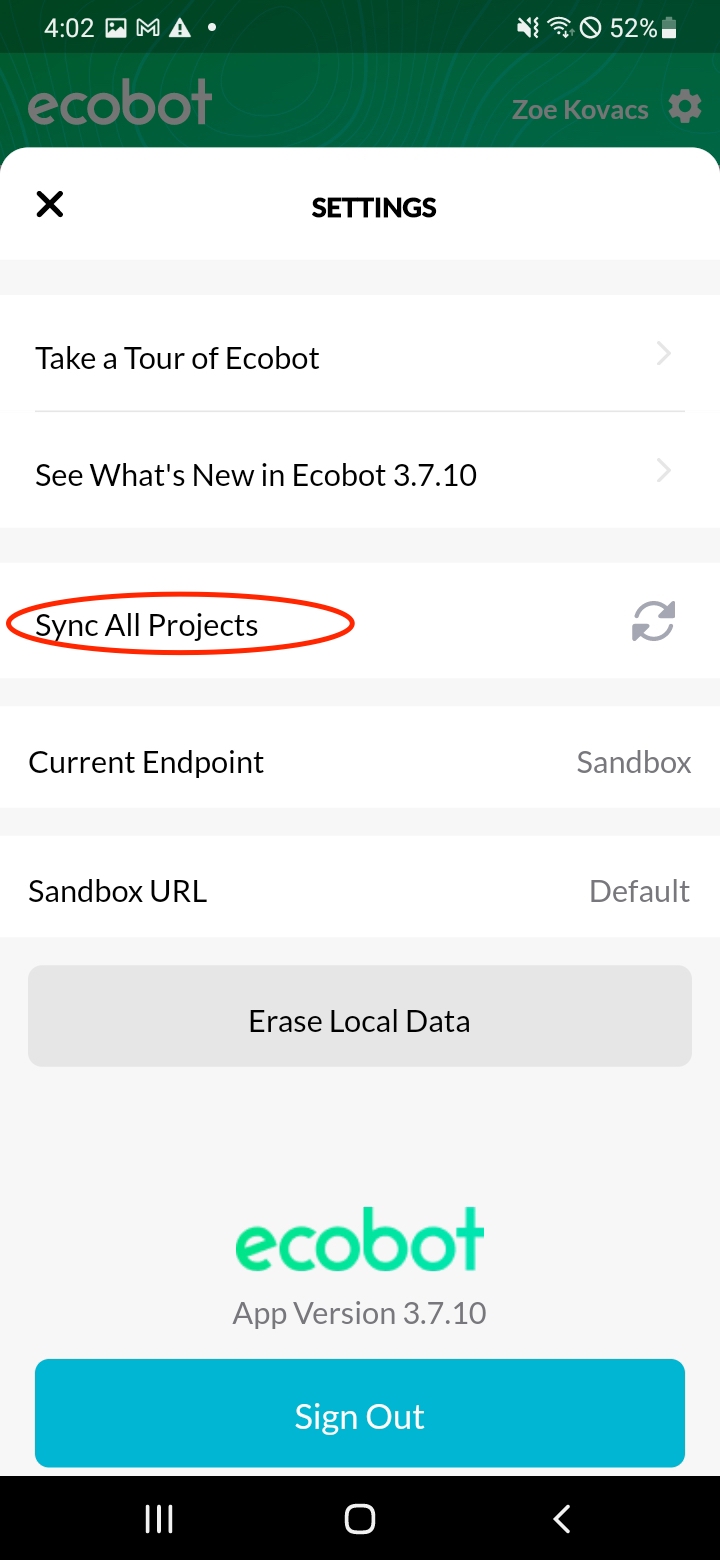 Sync Data to the Cloud – Ecobot